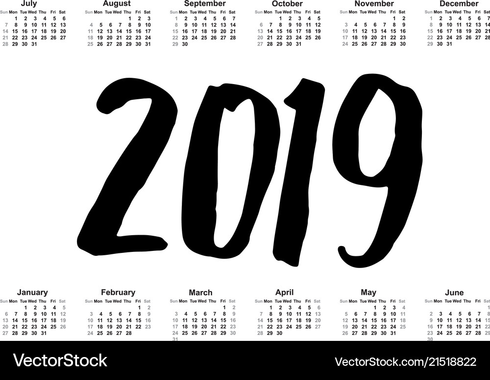 Sketched 2019 greeting card calligraphy Royalty Free Vector