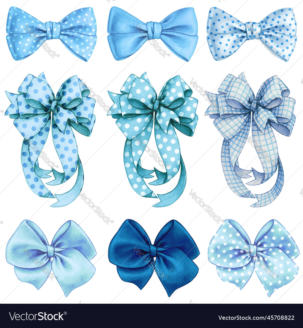 Watercolor hand drawn bow collection Royalty Free Vector