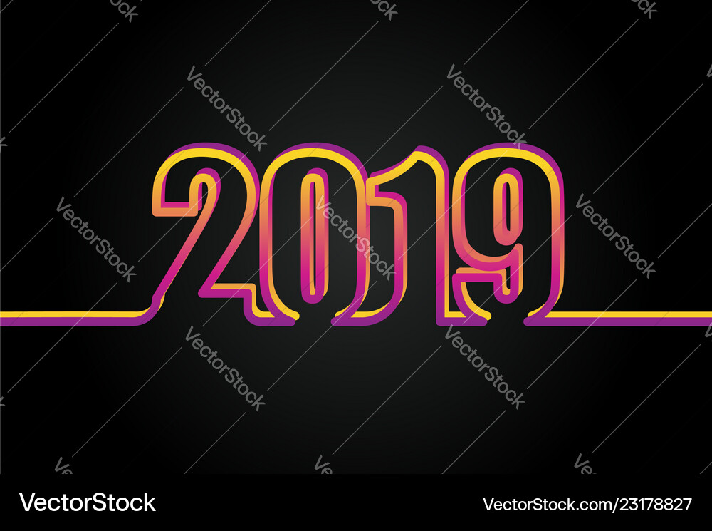 2019 on black background new year happy Royalty Free Vector