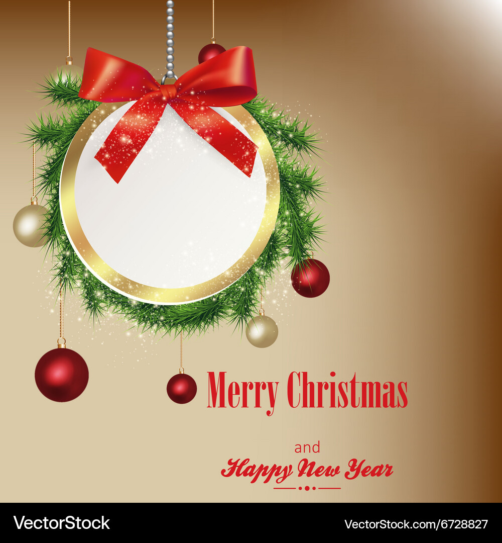 Christmas banner with frame from fir branches Vector Image