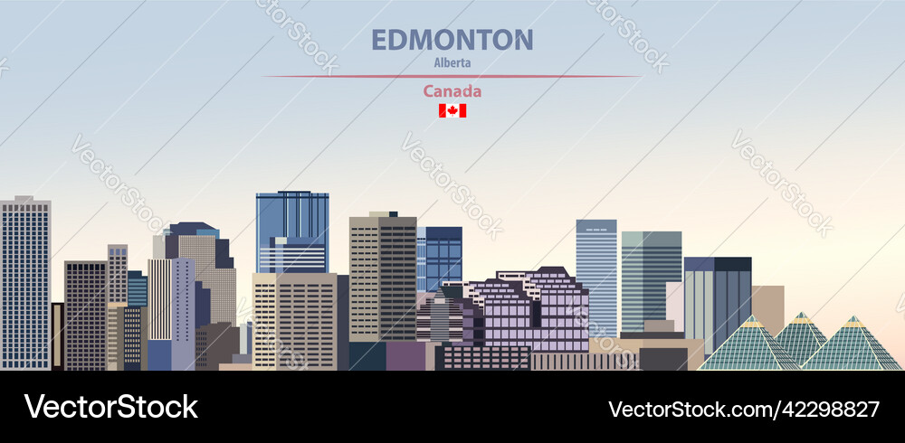 Edmonton city skyline on colorful gradient Vector Image