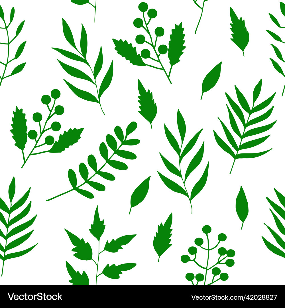 Flowers and leaves seamless pattern hand drawn Vector Image