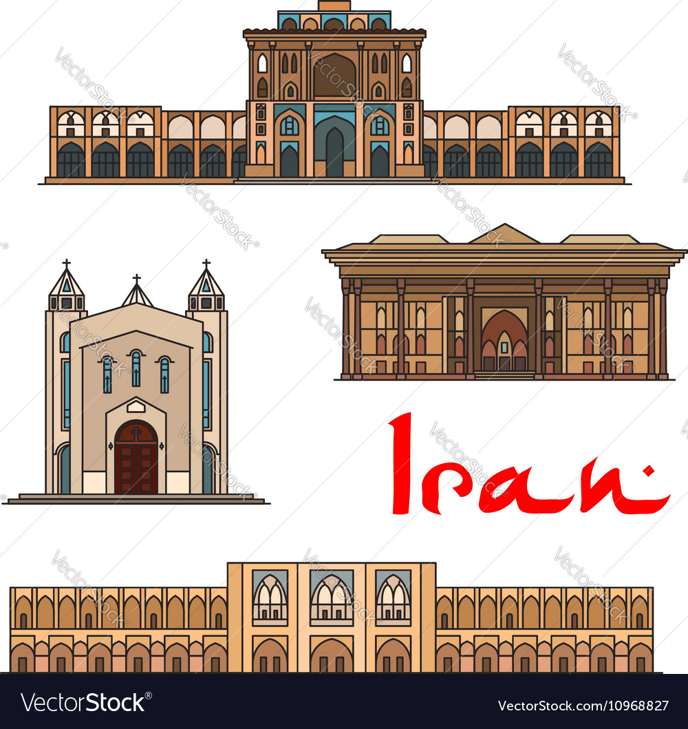 Iran famous architecture icons Royalty Free Vector Image