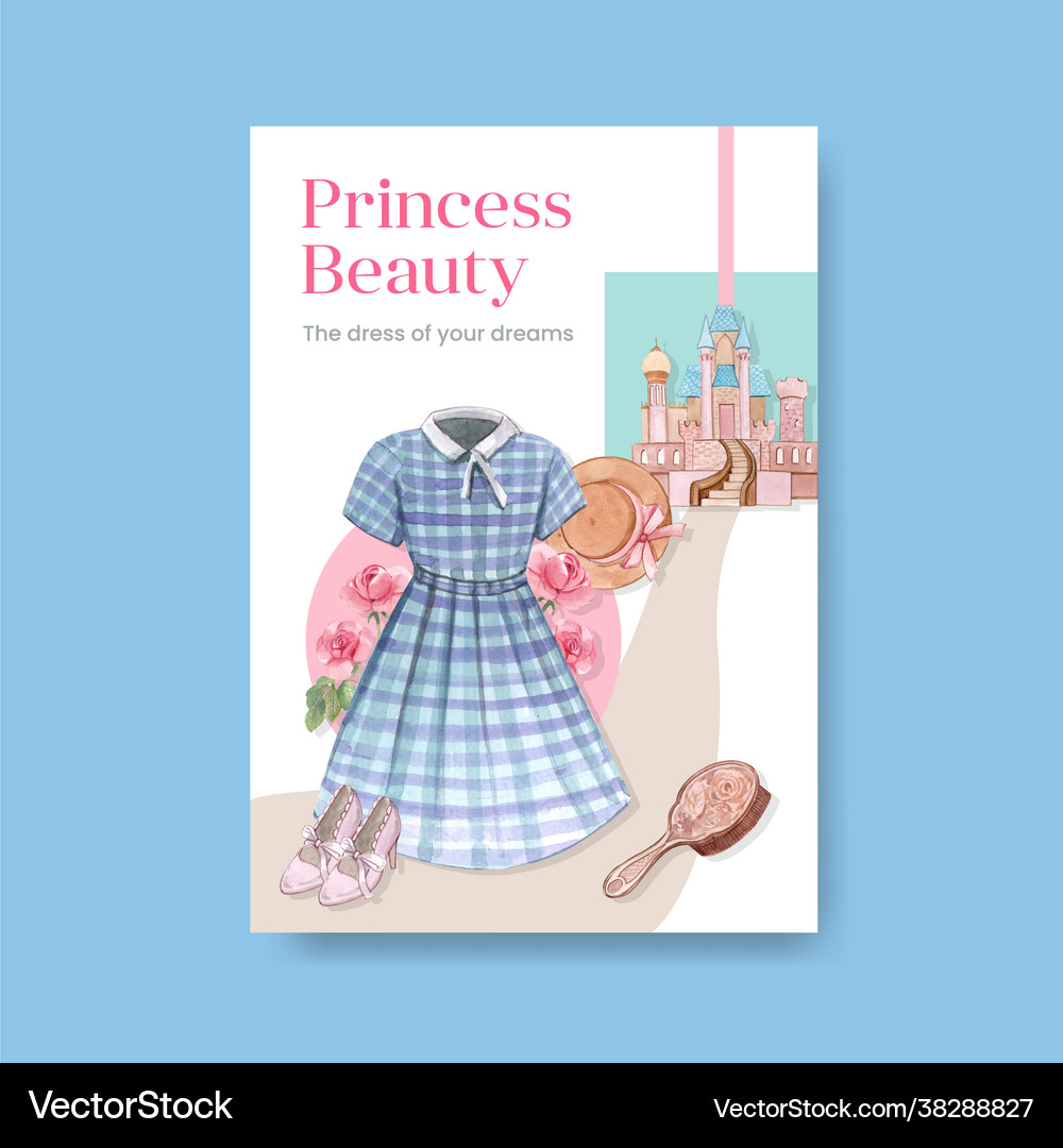 Poster template with princess outfit concept Vector Image