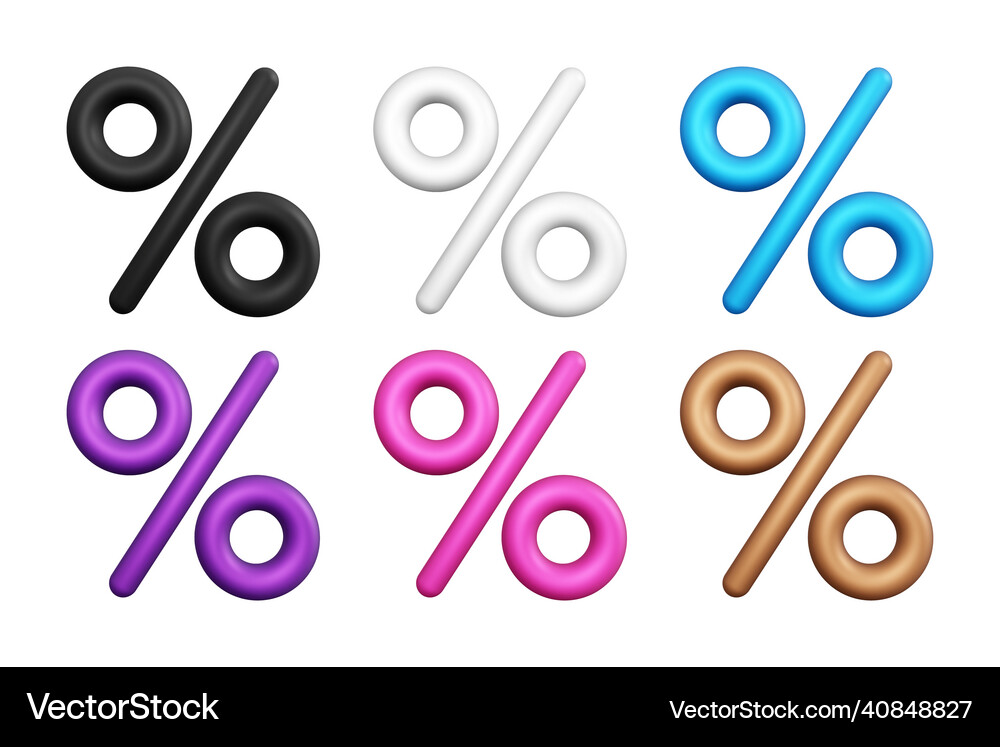 Realistic 3d percentage symbols collection Vector Image