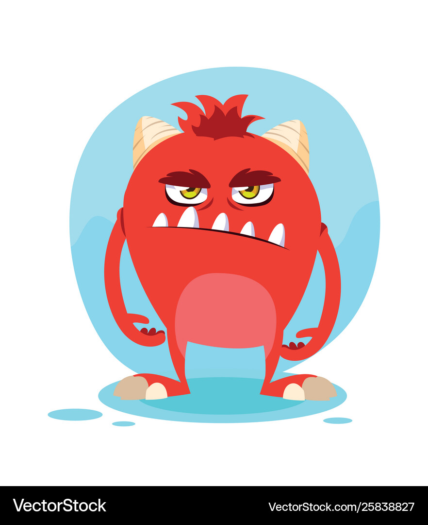 Red monster cartoon design icon Royalty Free Vector Image