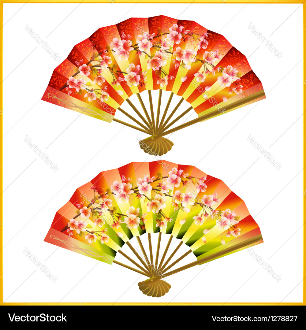 Set japanese fans Royalty Free Vector Image - VectorStock