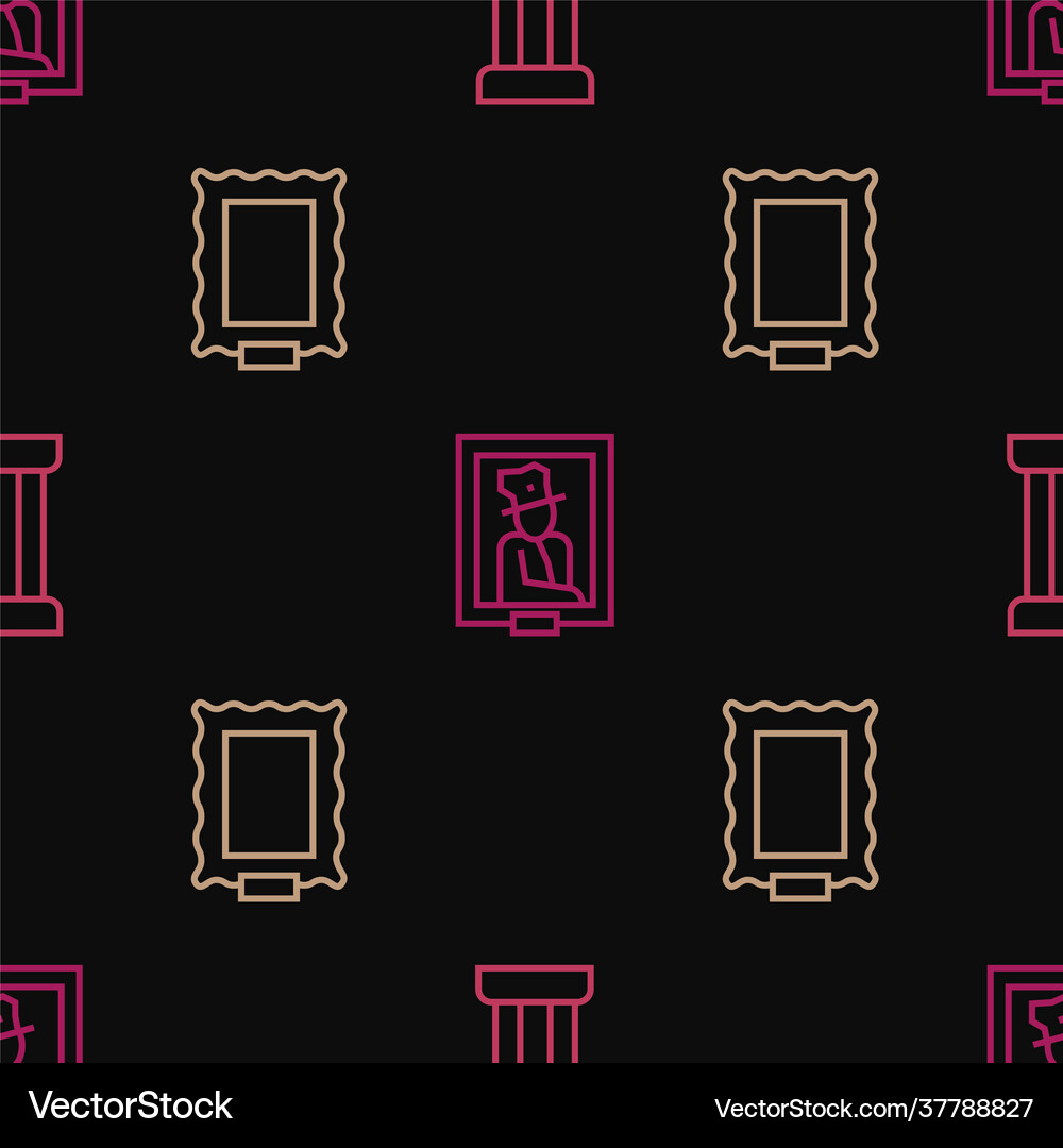 Set line ancient column picture and portrait Vector Image