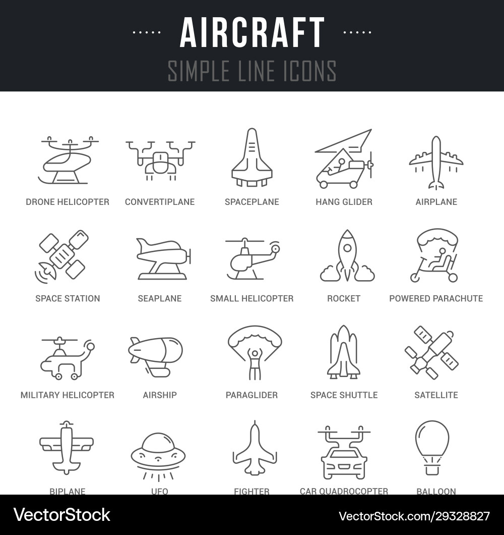 Set line icons aircraft Royalty Free Vector Image