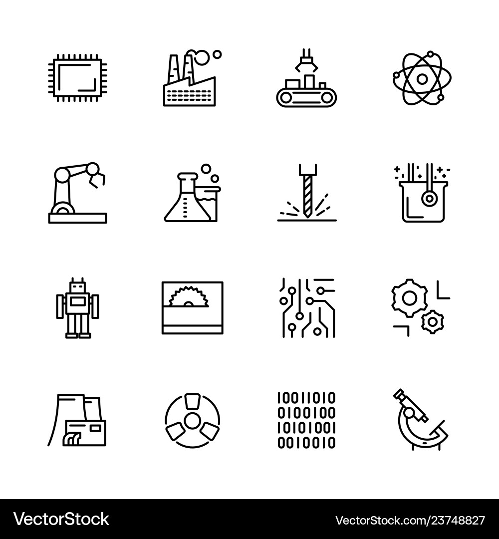 Simple icon set scientific industry production Vector Image
