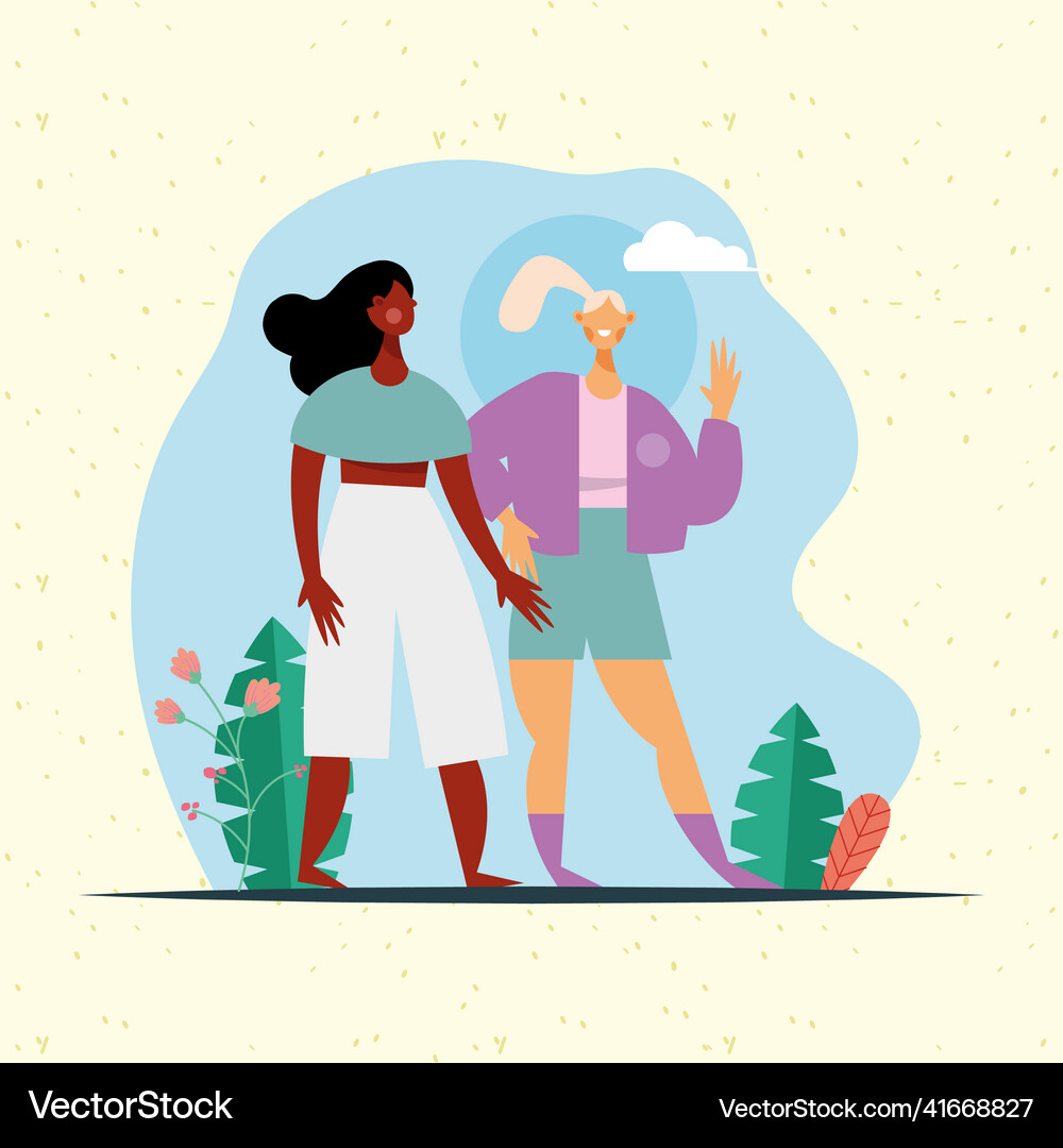 Women friends characters Royalty Free Vector Image