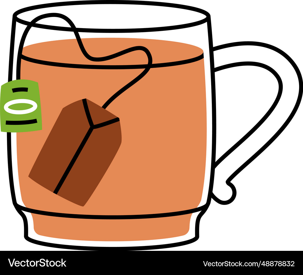 Aromatic tea brewing with teabag in glass cup Vector Image