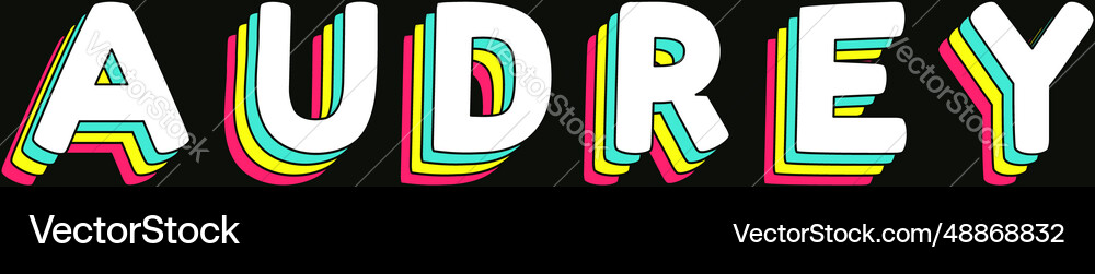 Audrey - retro rainbow typography faded style Vector Image