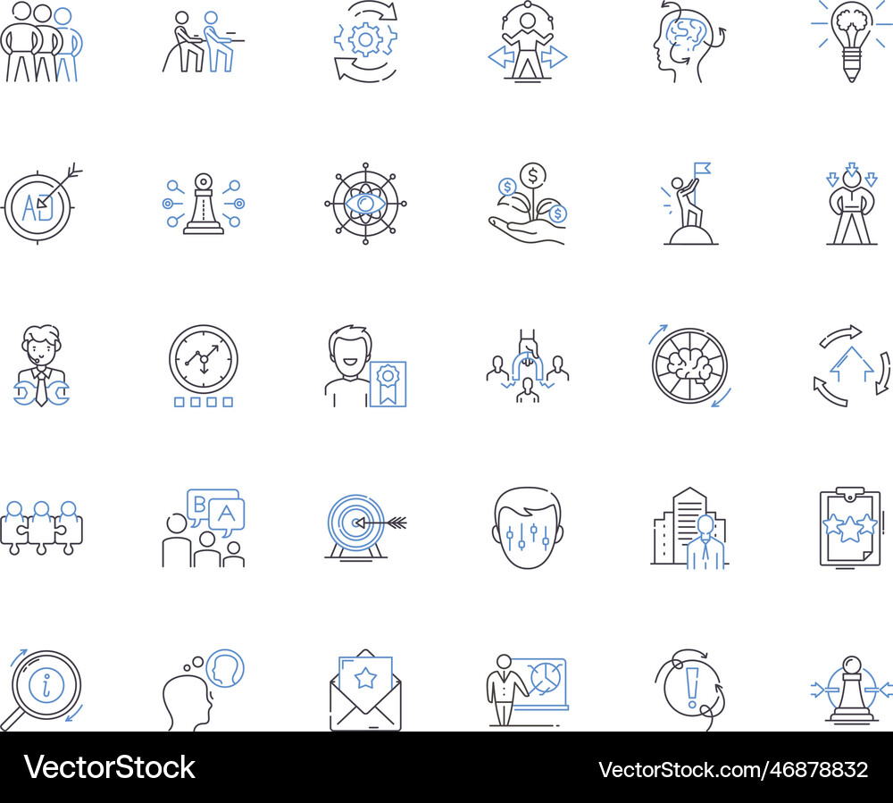 Company development line icons collection growth Vector Image