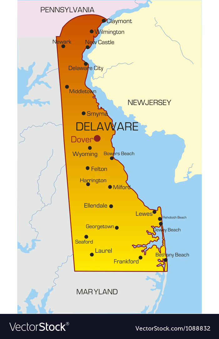 Delaware Map Royalty Free Vector Image - VectorStock