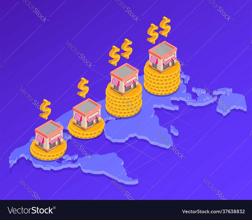 Franchise isometric composition Royalty Free Vector Image