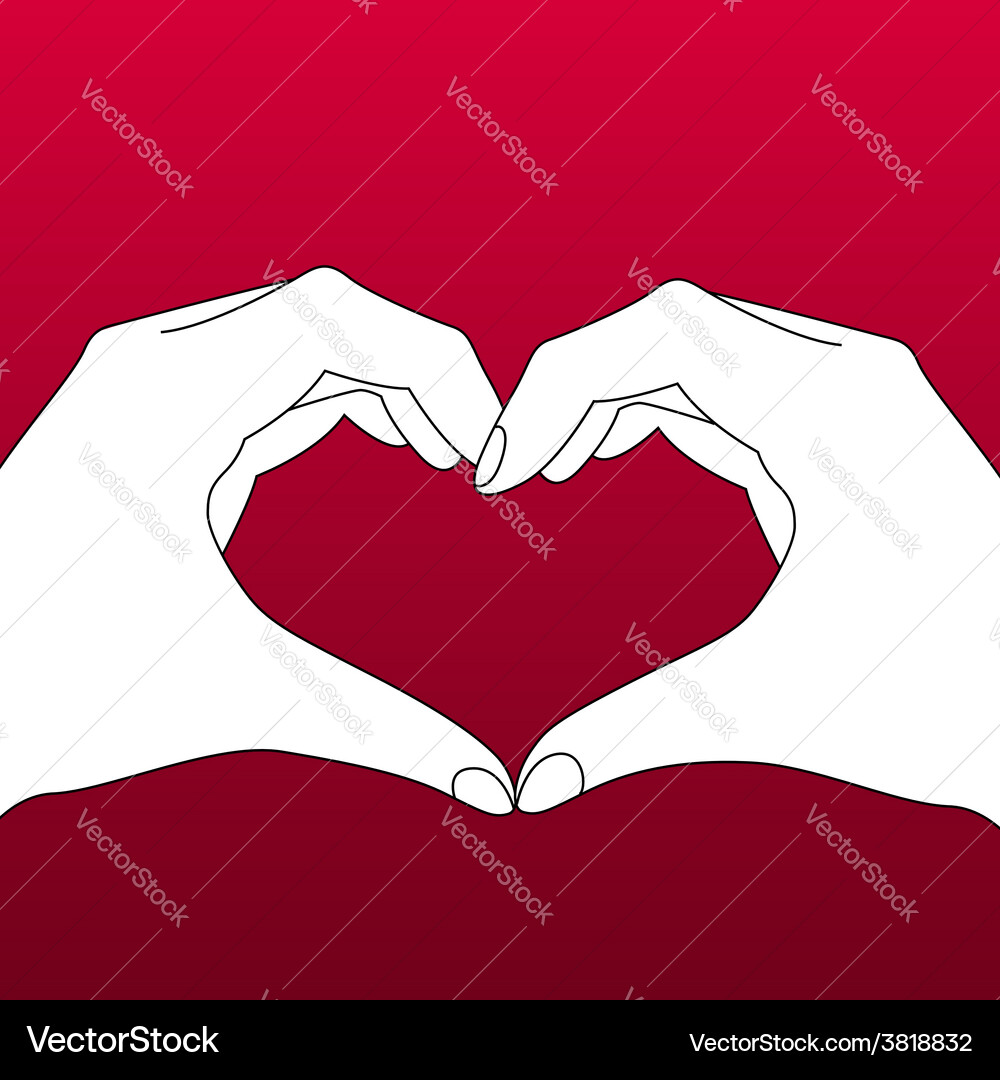Hands in form of heart Royalty Free Vector Image