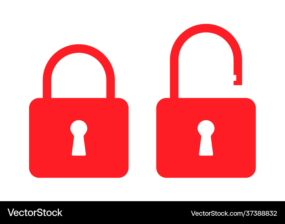 Icons flat closed lock and open lock symbols Vector Image