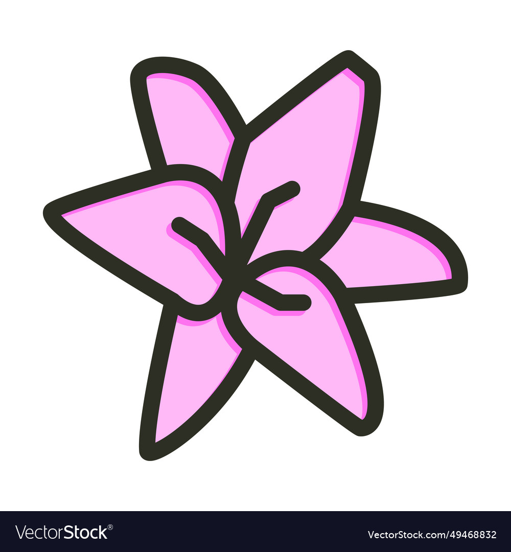 Lily thick line filled colors icon for personal Vector Image