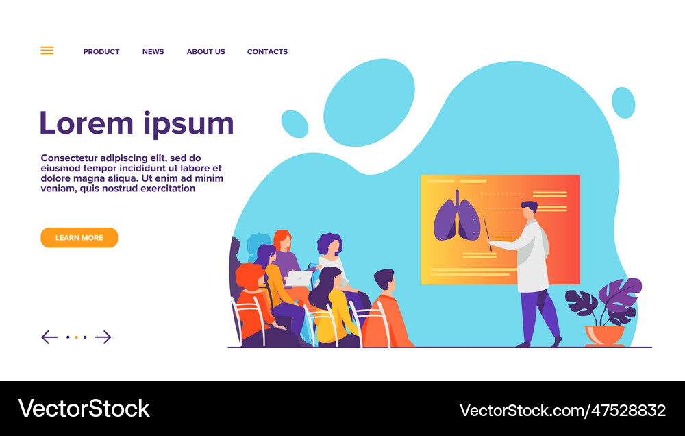 Medical college professor teaching students Vector Image