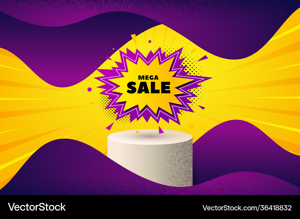 Mega sale sticker discount banner shape Royalty Free Vector