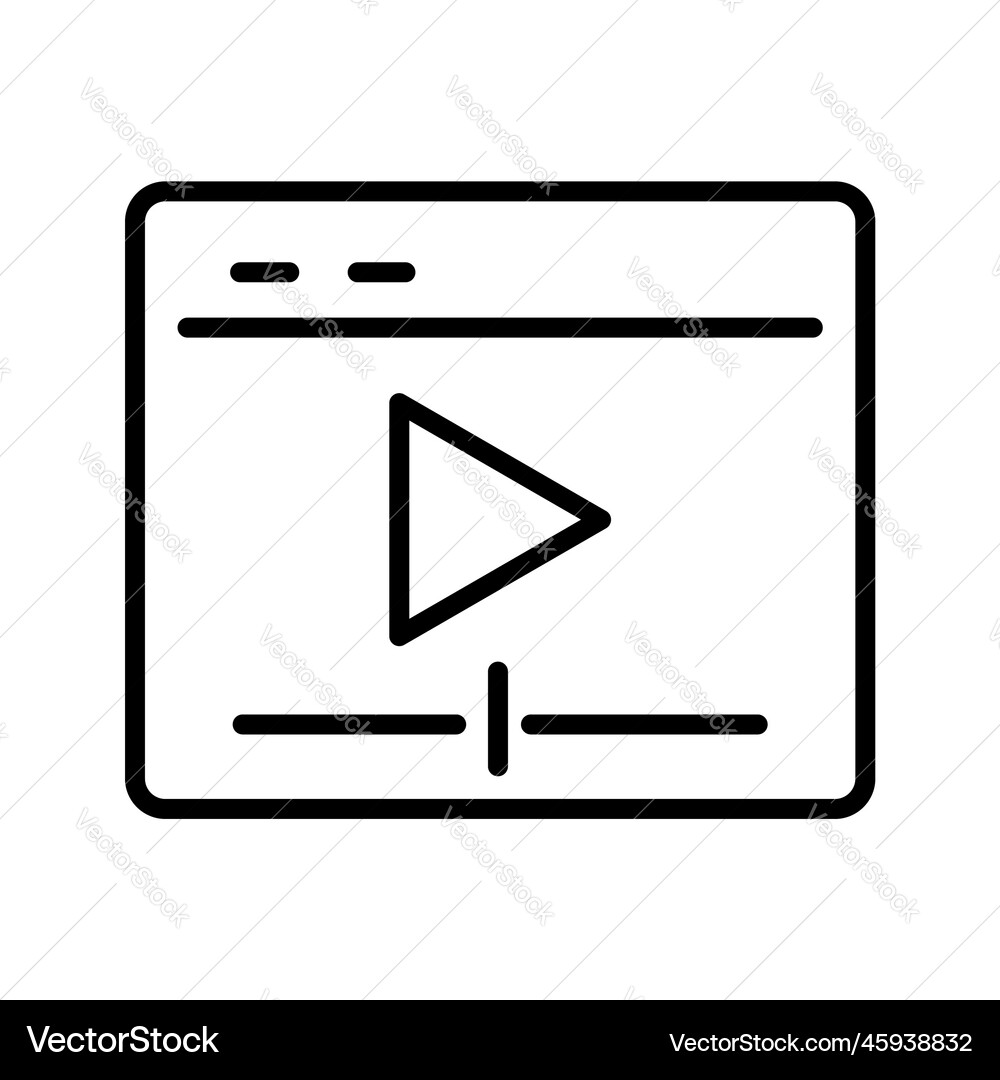 Outline seo website online video player Royalty Free Vector
