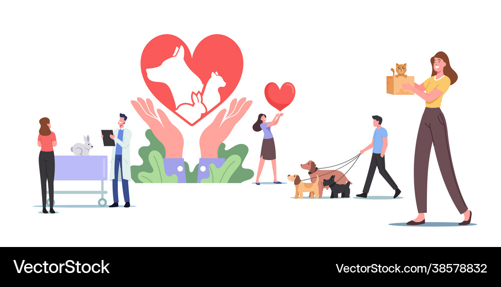 Pets rescue and protection concept characters Vector Image