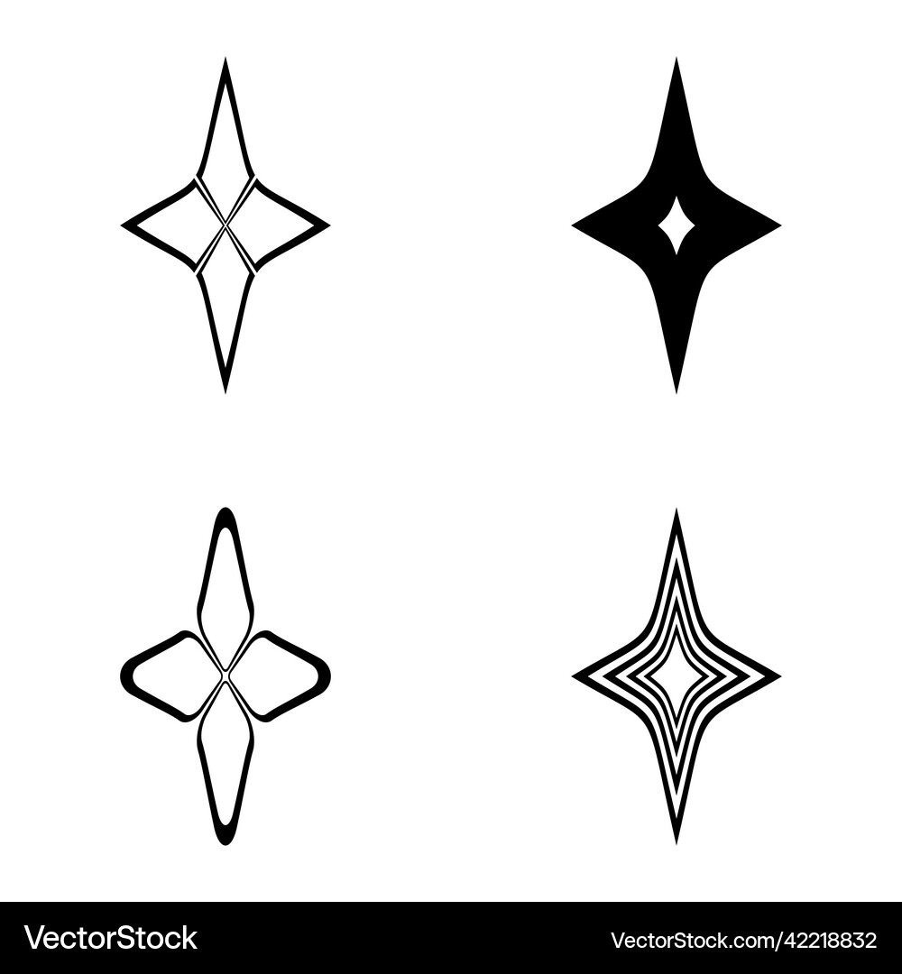 Rhombic star3 flat icon set isolated on white Vector Image