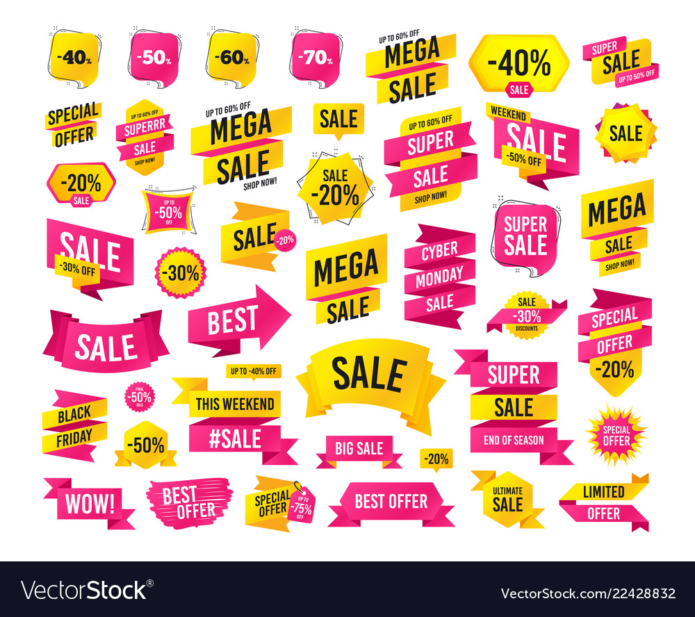 Sale discount icons special offer price signs Vector Image