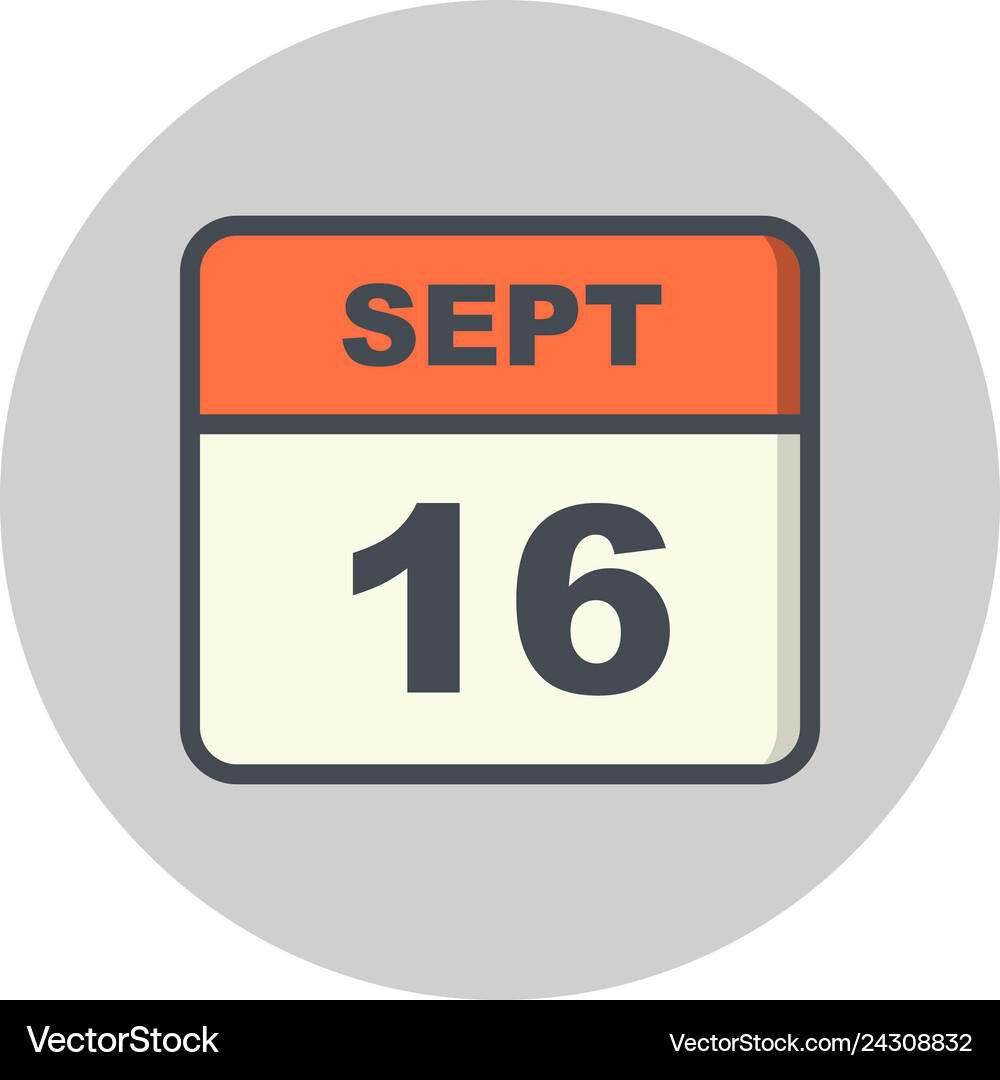 September 16th date on a single day calendar Vector Image