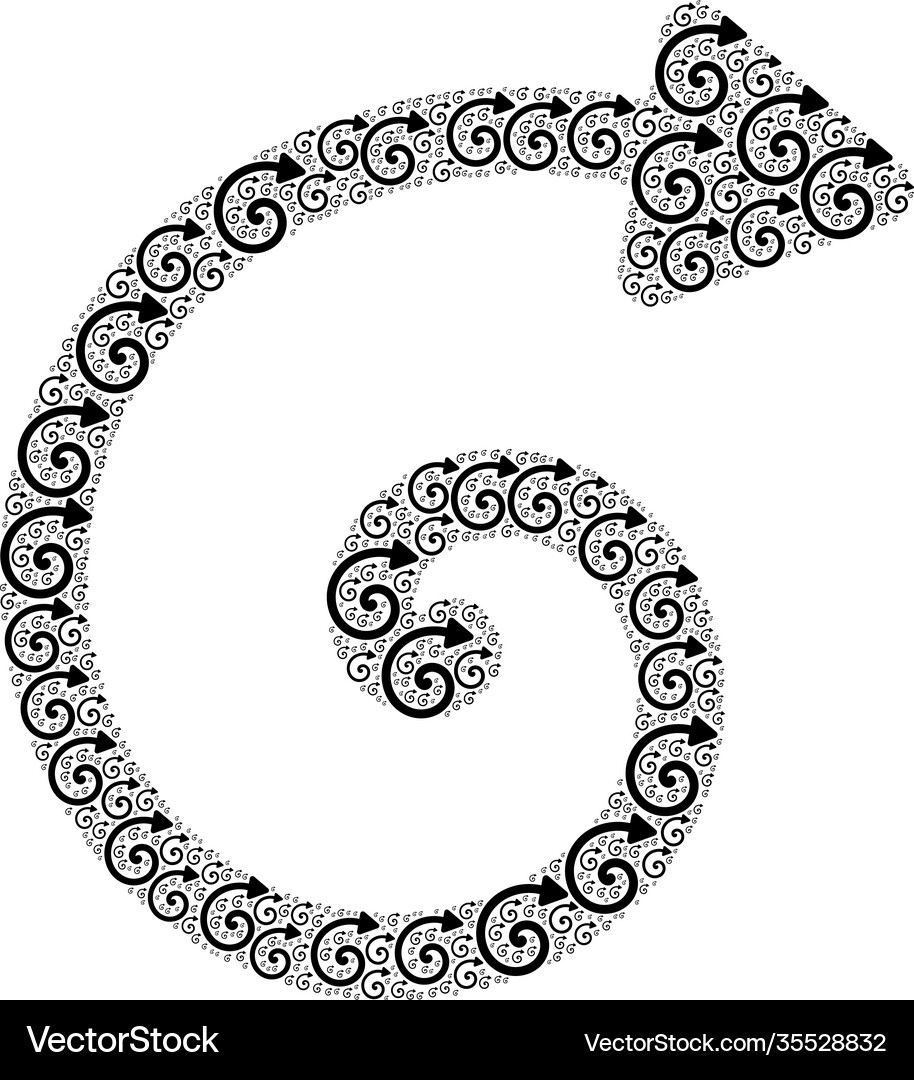 Spiral arrow icon fractal collage Royalty Free Vector Image