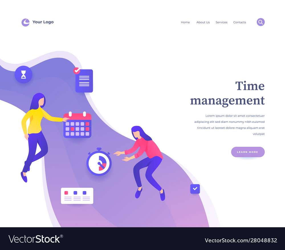 Time management concept workflow flying or Vector Image
