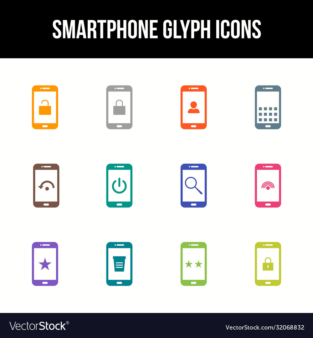 Unique smartphone glyph icon set Royalty Free Vector Image