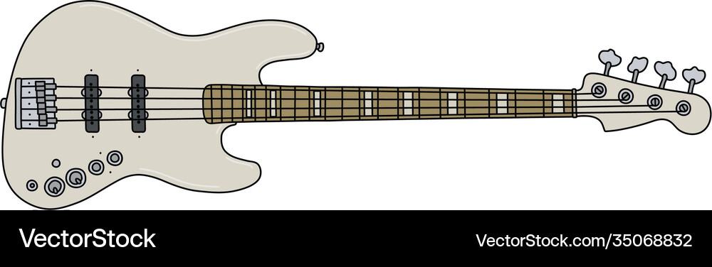 White electric bass guitar Royalty Free Vector Image