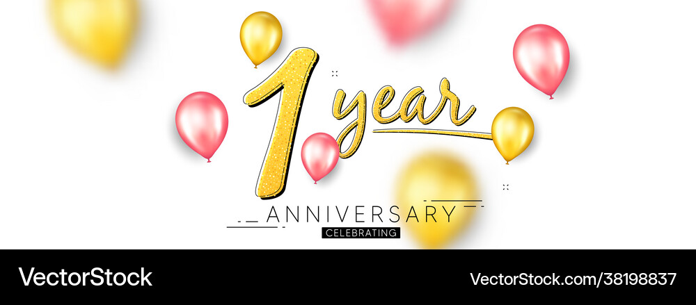 1 year anniversary one year celebration Royalty Free Vector