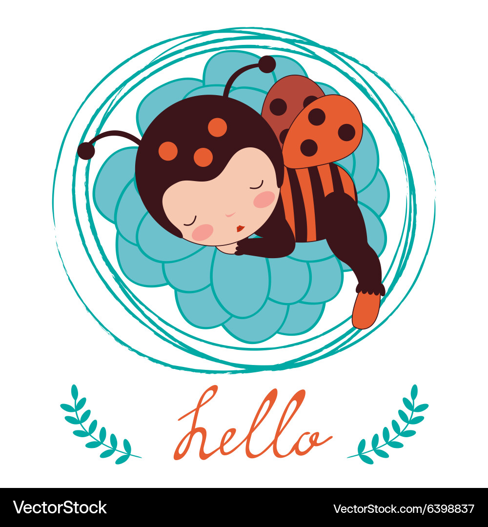A beautiful ladybug baby card Royalty Free Vector Image