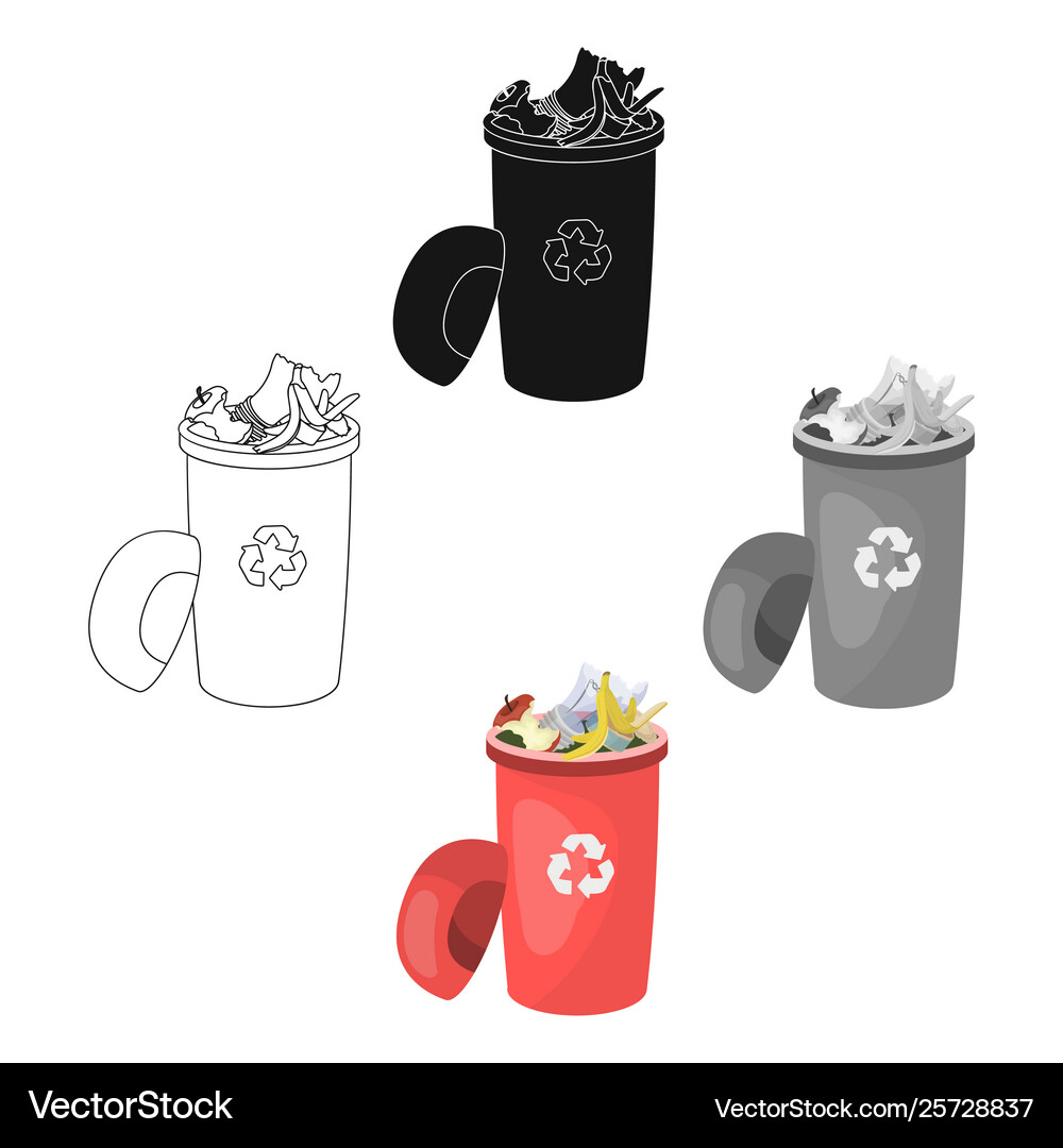 A full garbage can with waste rubbish and ecology Vector Image
