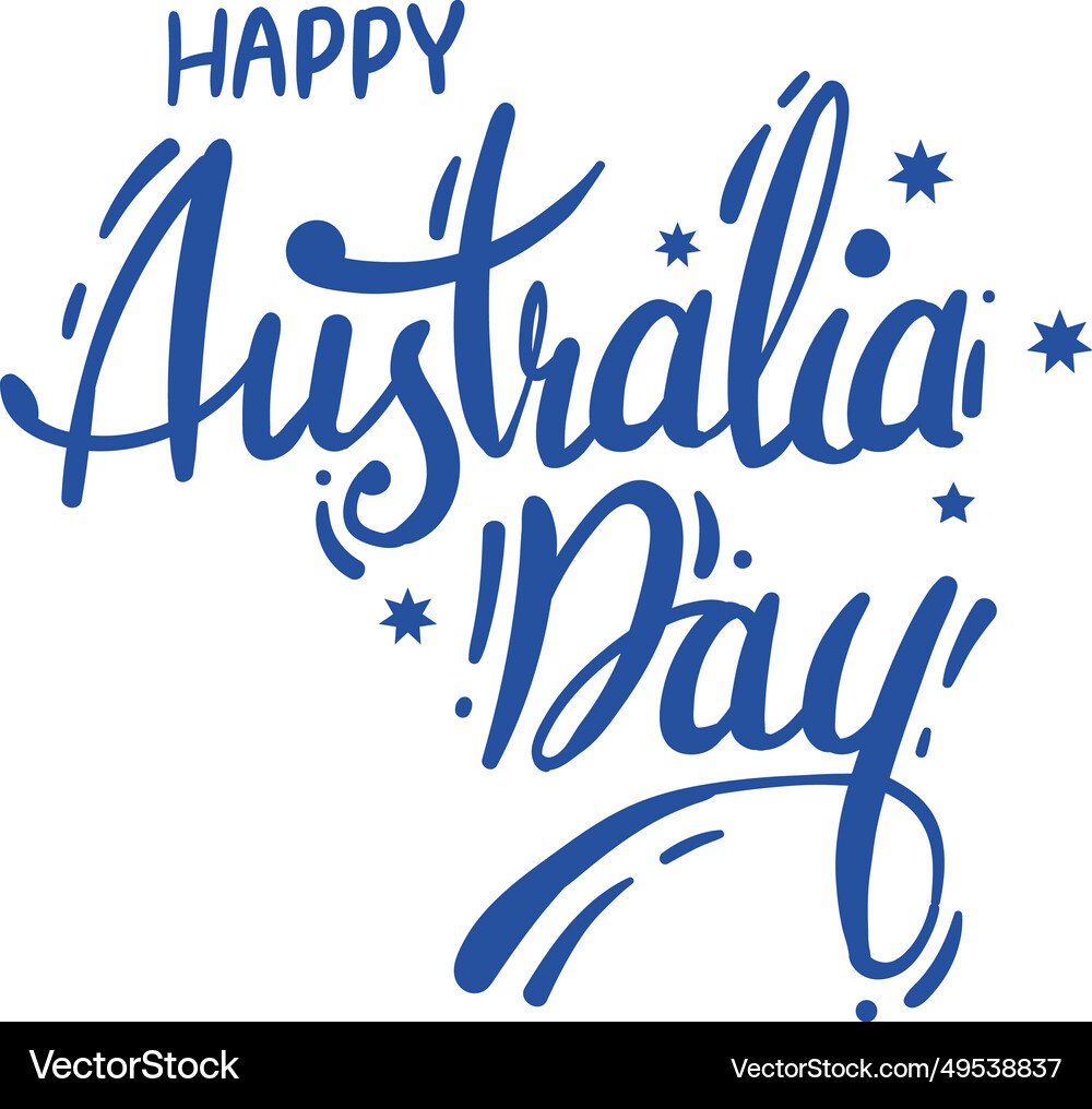 Australia day lettering hand drawn Royalty Free Vector Image