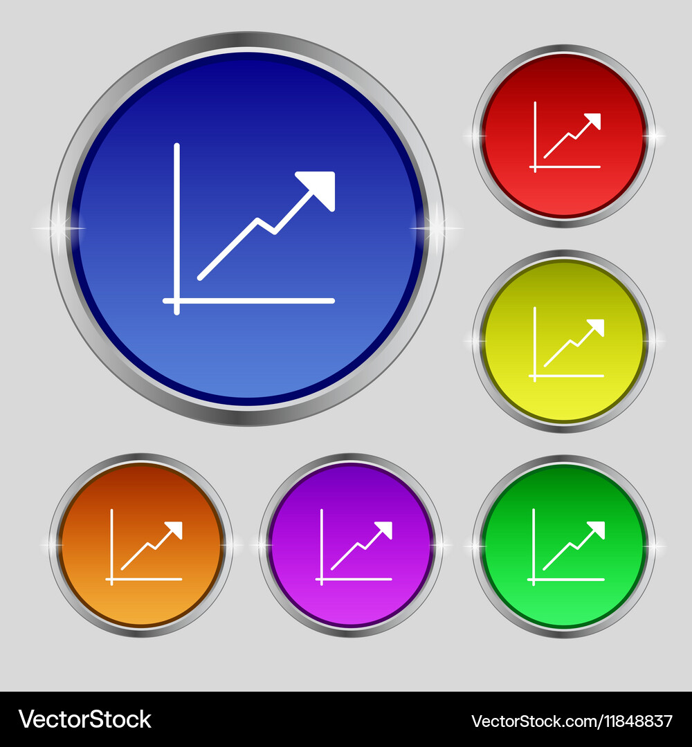 Chart icon sign round symbol on bright colourful Vector Image