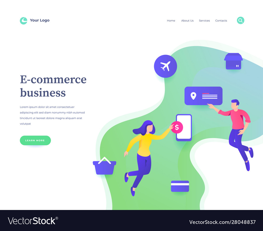 E-commerce business concept workflow flying or Vector Image