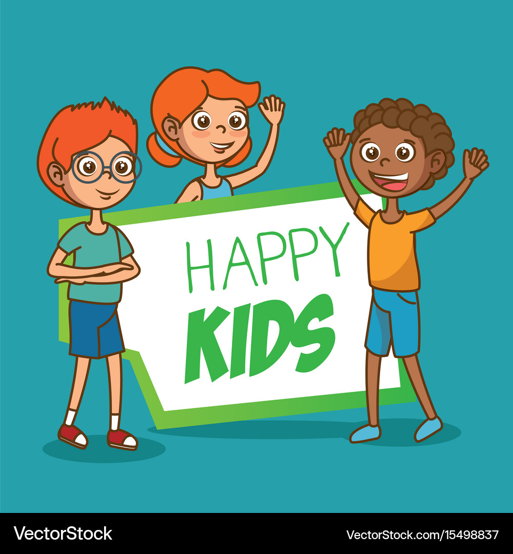 Happy kids cartoon Royalty Free Vector Image - VectorStock