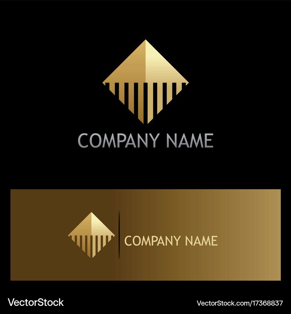 Square abstract line gold company logo Royalty Free Vector