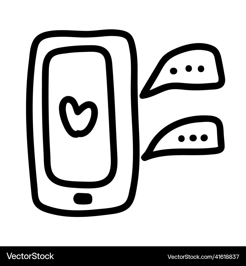 Valentines day doodle icon chat in mobile phone Vector Image