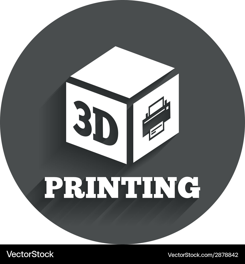 3d print sign icon cube printing symbol Royalty Free Vector