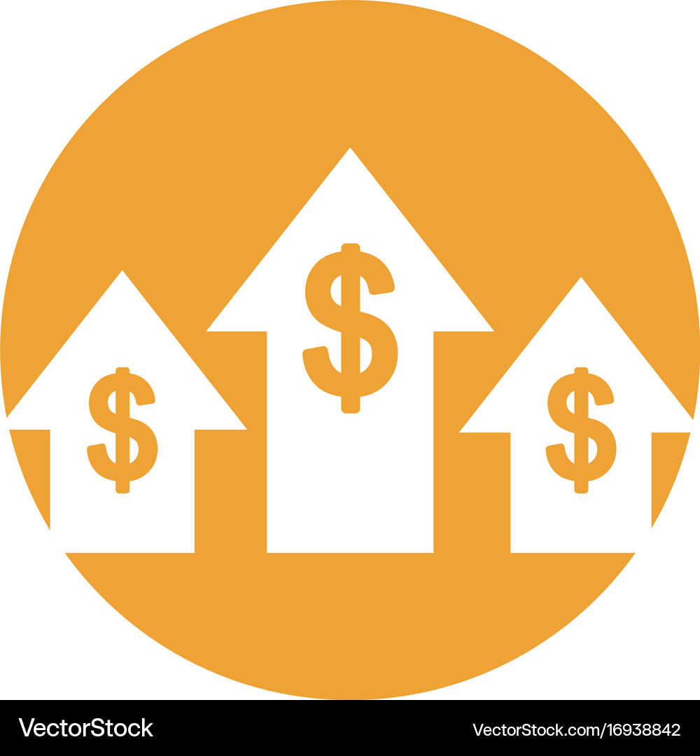 Arrow up with money symbol Royalty Free Vector Image