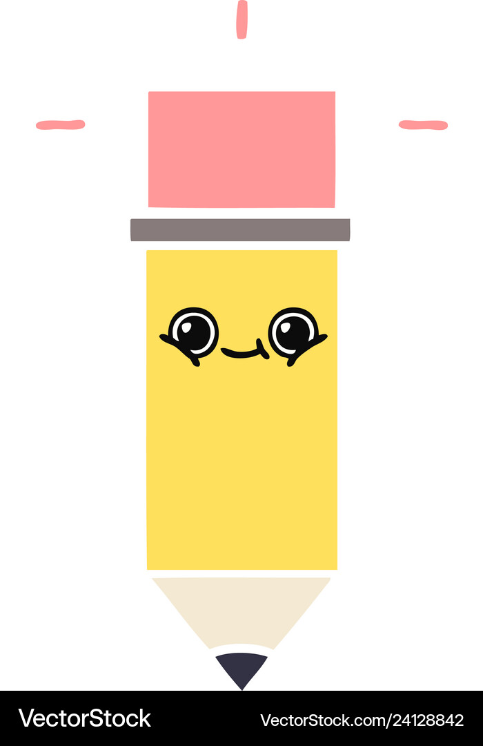 Flat color retro cartoon pencil Royalty Free Vector Image