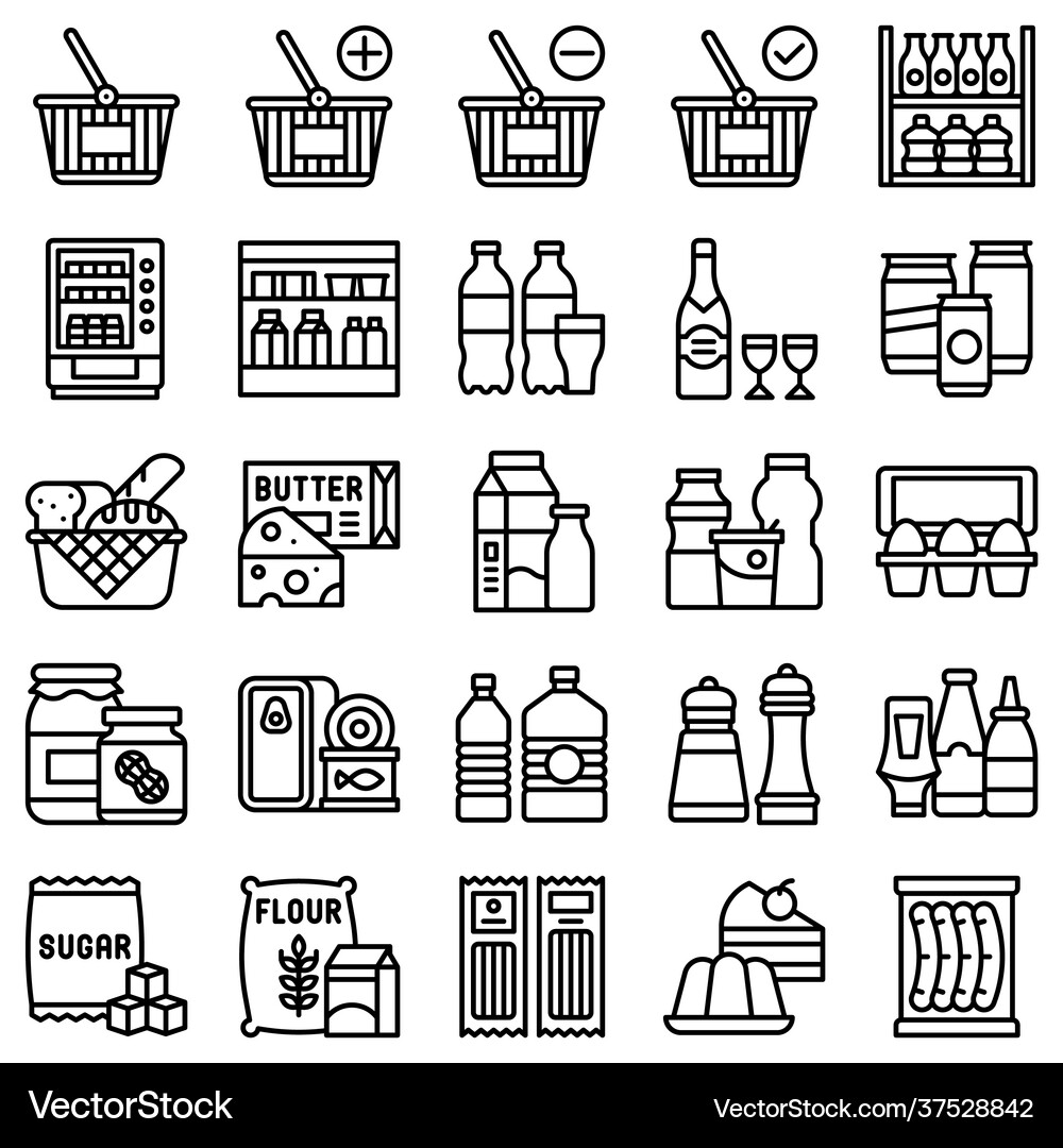 Grocery Shopping Icons Royalty Free Vector Image