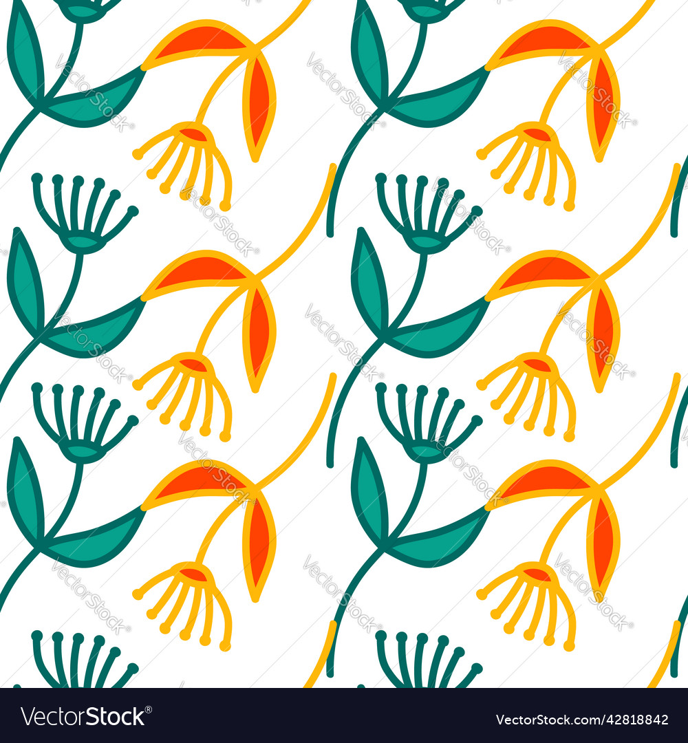 Hand drawn simple cute flower seamless pattern Vector Image