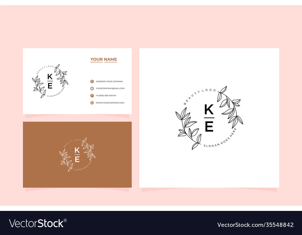 Initial ke letters beautiful floral feminine Vector Image Initial ke letters beautiful floral feminine Vector Image