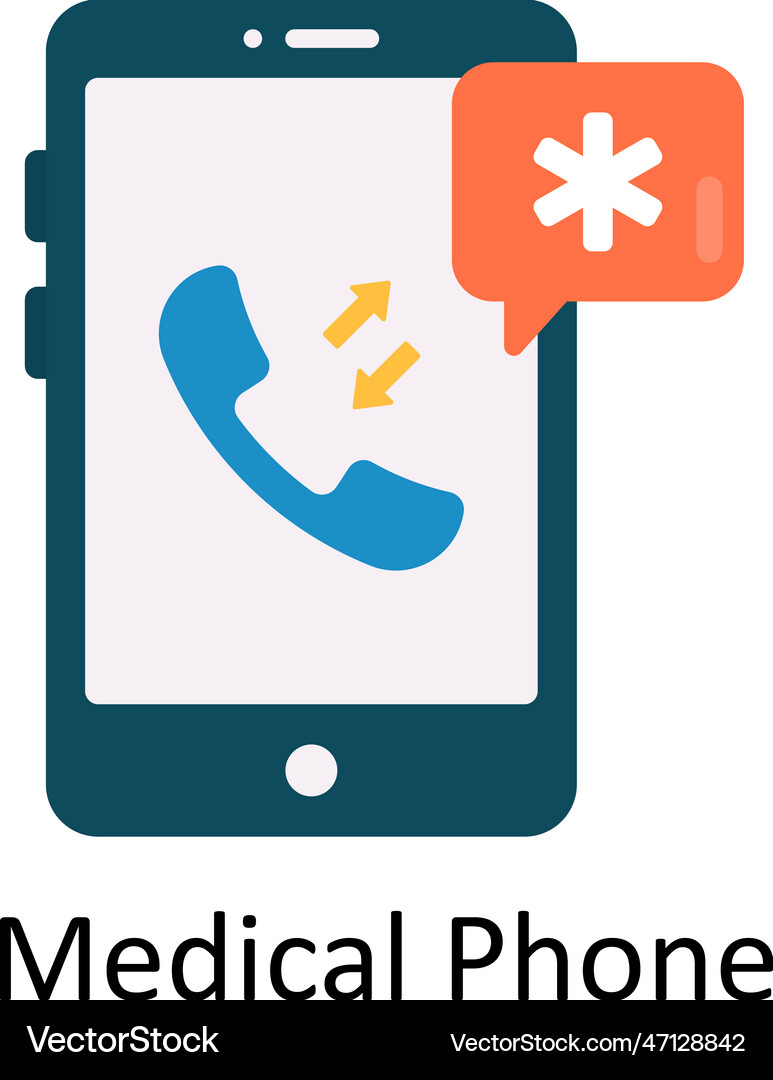 Medical phone flat icon design Royalty Free Vector Image